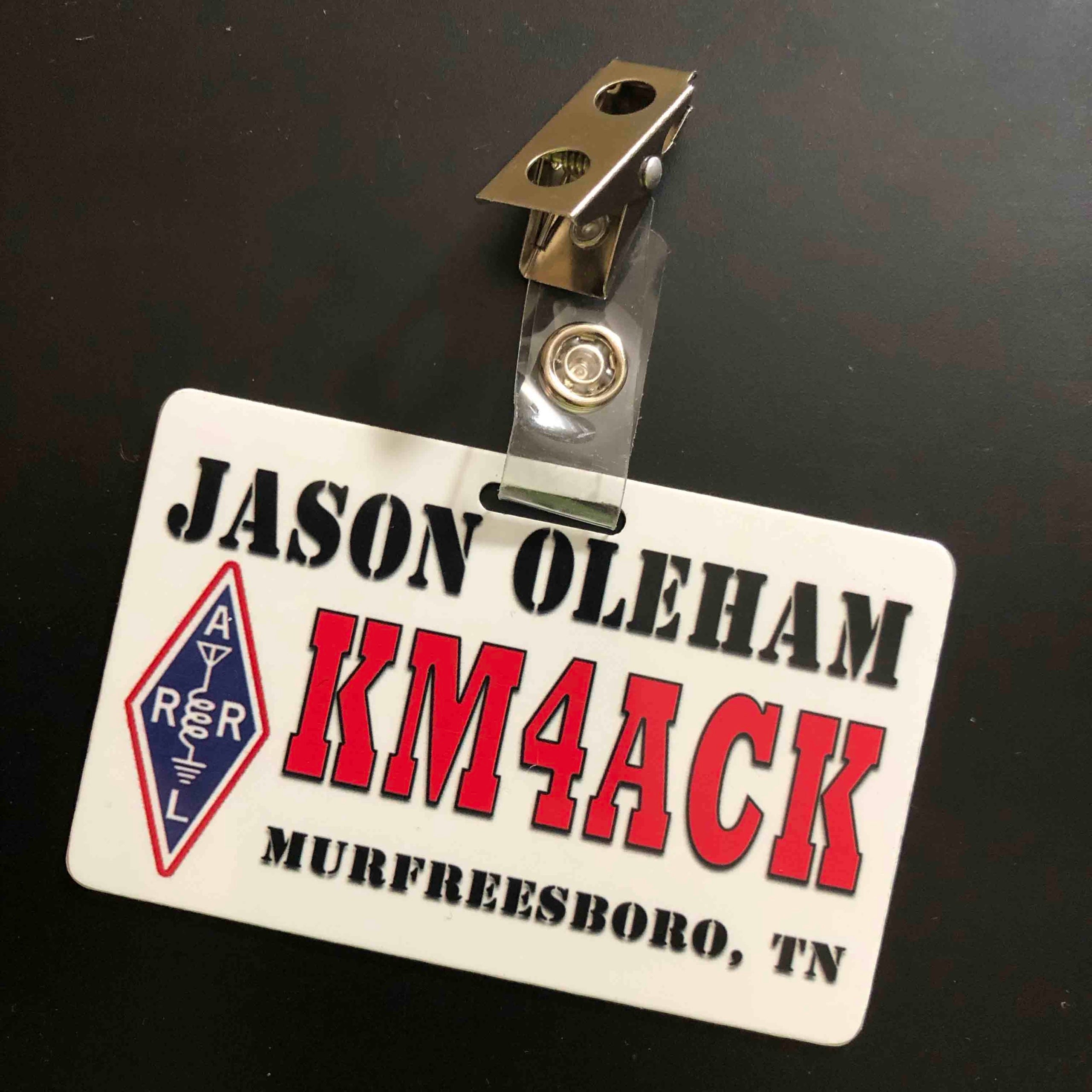 Metal Ham Radio Name Badge | KM4ACK